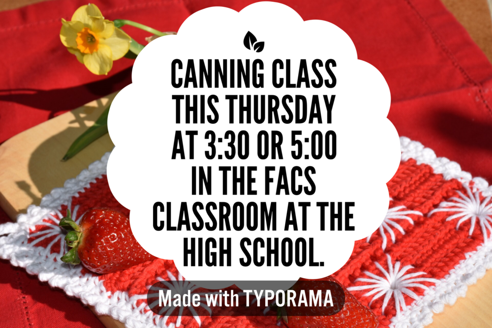 Canning Class Offered | Mulberry/Pleasant View Bi-County School